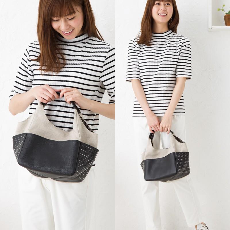 LANZETTI トートバッグ ランゼッティ 麻×レザー スタッズ（小） : アポワ - 通販 - Yahoo!ショッピング