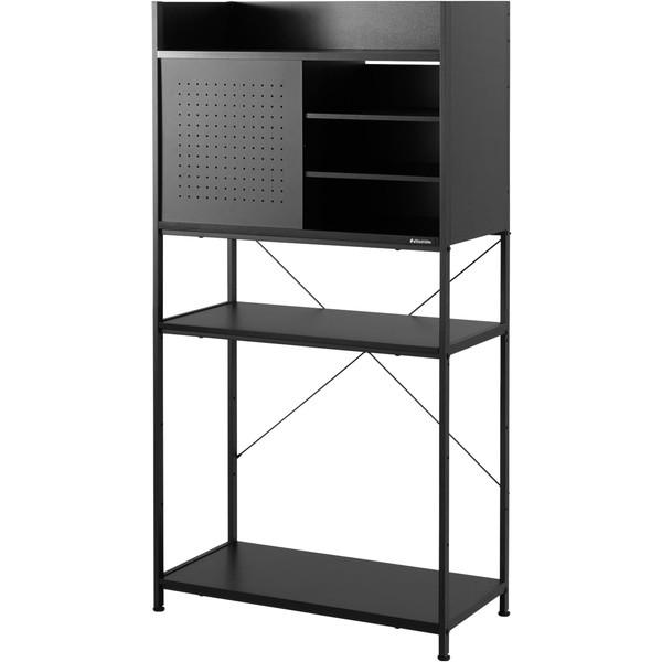 Bauhutte デスクサイドラック ボックスタイプ BHS-760-BK フルタワーPC格納 スライド扉式目隠し収納 ブラック -メーカー直送- 0397-4571697230705-ds ...