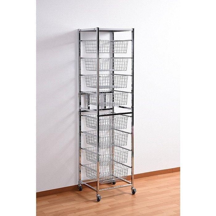 ランドリーワゴン キャスター付き スライド バスケットラック 8段 ハイチェスト SR-40H -お取り寄せ品- エスエイ企画 0176-4562441970589-ds ...
