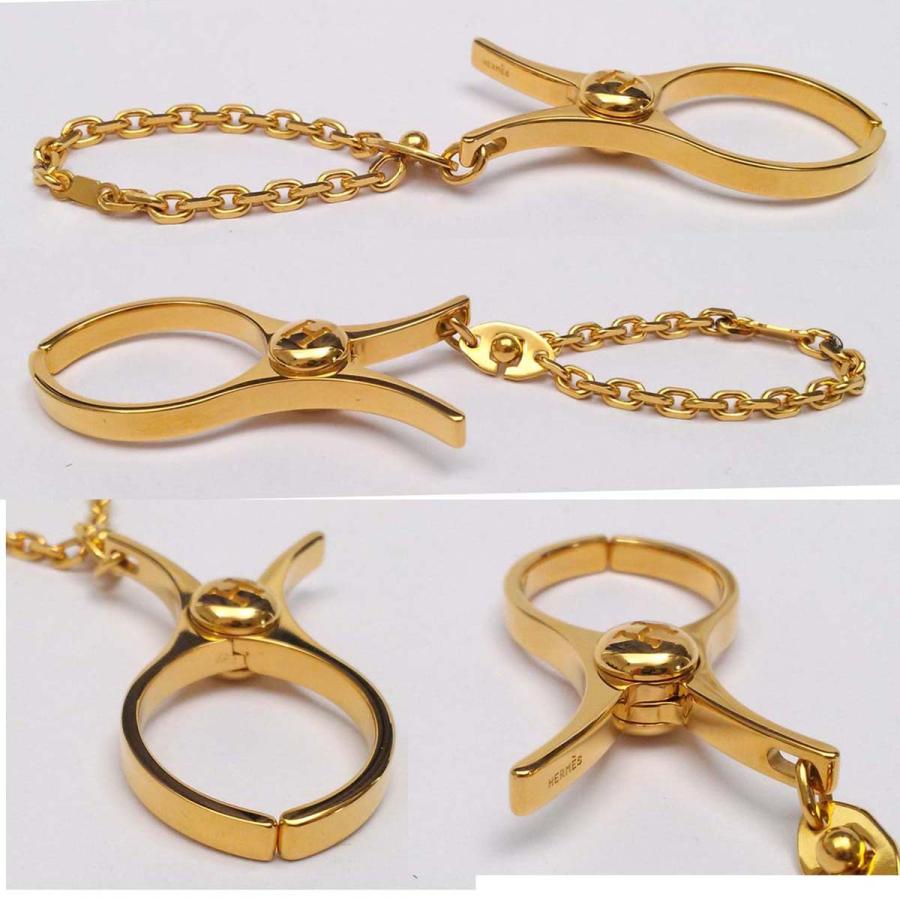 HERMES 【美品】エルメス グローブホルダー イエローゴールド 手袋ばさみ バネ元気 フィルー バッグチャーム ap7768【一撃即決 ...