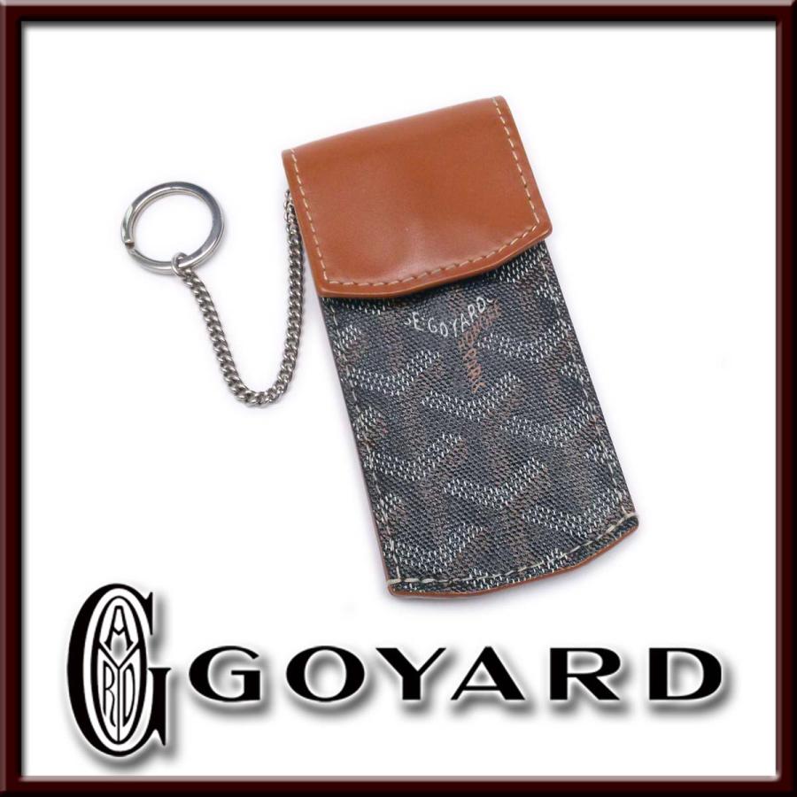 GOYARD 【美品】ゴヤール キーリング付きポーチ キーホルダー バッグチャーム コインケース マルチポーチ黒ap7811【一撃即決 ...