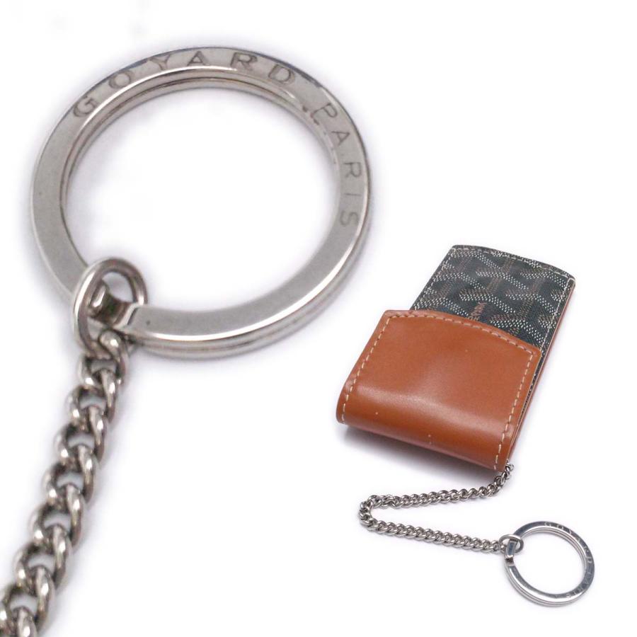 GOYARD 【美品】ゴヤール キーリング付きポーチ キーホルダー バッグチャーム コインケース マルチポーチ黒ap7811【一撃即決 ...
