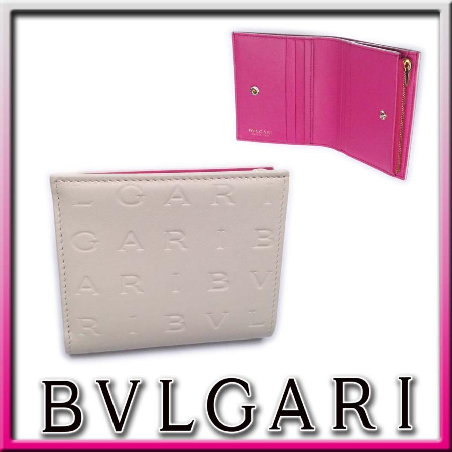 【新品同様-超美品】ブルガリ 折り財布 白 アイボリー カーフレザー インフィニートゥム メンズレディース 箱 ap7950【一撃即決 ...