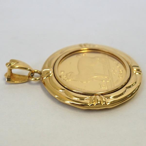 中古AB/使用感小 ペンダントトップ マン島 キャットコイン 1994年 ジャパニーズボブテイル 1/10オンス 金貨 純金 コイン：K24 ...