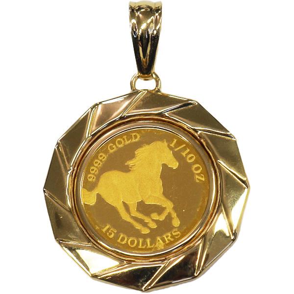 コイン：K24/枠：K18 ペンダントトップ ホース コイン 2020年 1/10オンス 1/10oz ツバル エリザベス2世 馬 金貨 純金 : APRE - 通販 - Yahoo!ショッピング