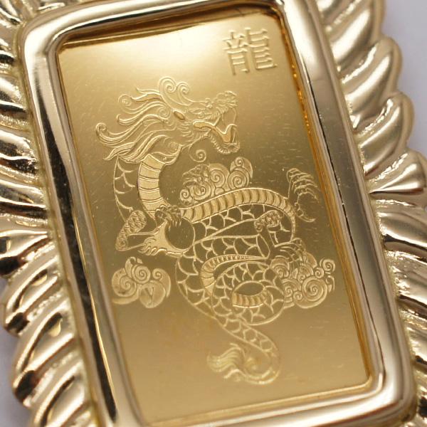 新品N/新品 龍 K24 インゴット 1g K18枠付き プレート型 K18 ペンダントトップ pfpap-9 : APRE - 通販 - Yahoo!ショッピング