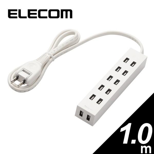 ELECOM（エレコム） マルチタップ T-NFL01-2610WH flecc barra シャッタータップ 2ピン式 6個口 1.0m ...