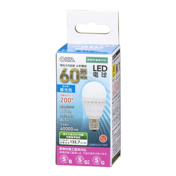 OHM オーム電機 LDA6D-G-E17 IS51 LED電球 (小形 E17 60形相当 昼光色) : XPRICE Yahoo!店 - 通販 - Yahoo!ショッピング