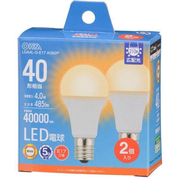 オーム電機 LDA4L-G-E17 AG62P LED電球 小形E17 40形相当 電球色 2個入 : 4971275655423 : XPRICE Yahoo!店 - 通販 - Yahoo ...