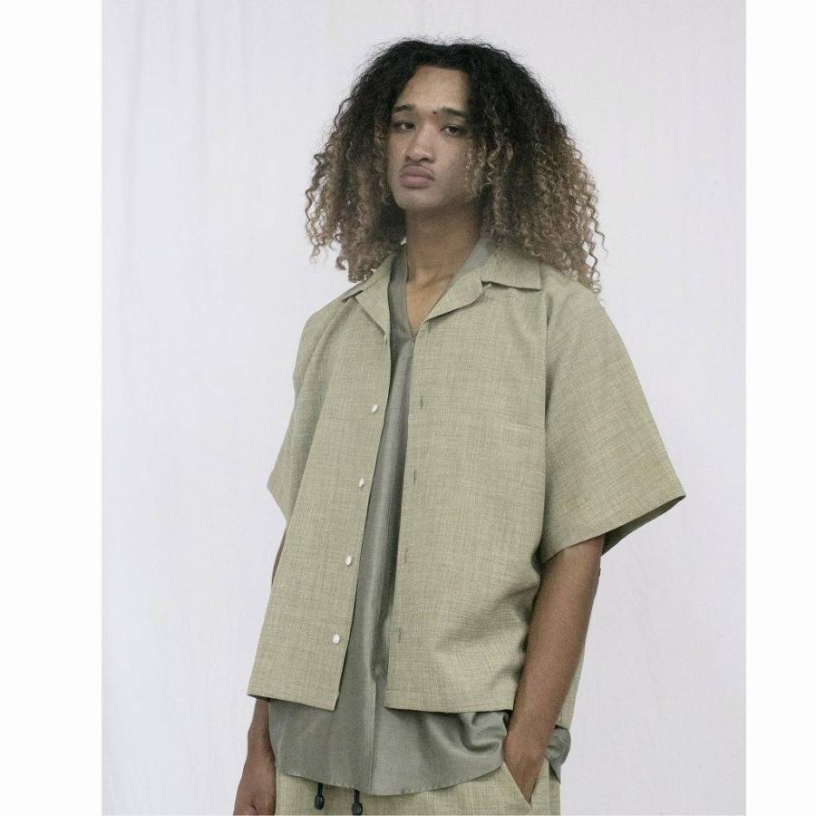 ATHA アタ オープンカラーシャツ ドライタッチ ライトブラウン DRY TOUCH OPEN COLLAR SHIRT AMBER ...