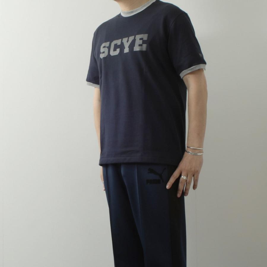 Scye BASICS サイベーシックス Tシャツ ロゴプリント Logo-Printed T-shirt ネイビー ...