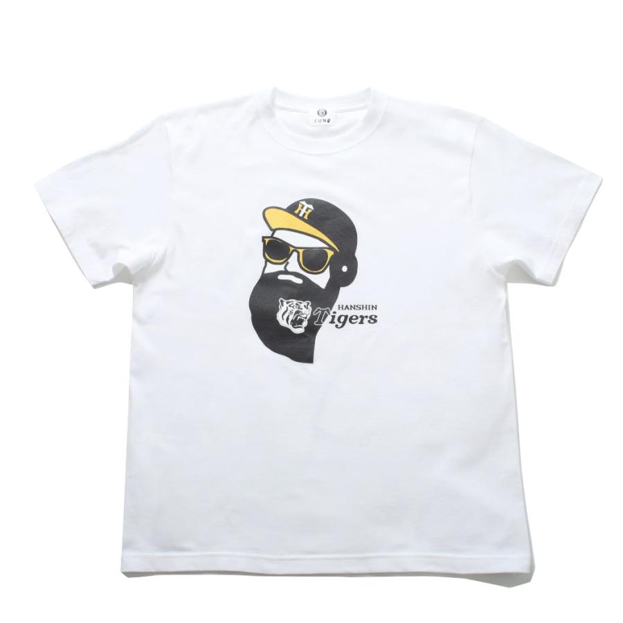 modem design FUN Up Necessary modemdesign Tigers Face Oji 阪神タイガース コラボ おじさん フェイス Tシャツ ホワイト : メンズ ...