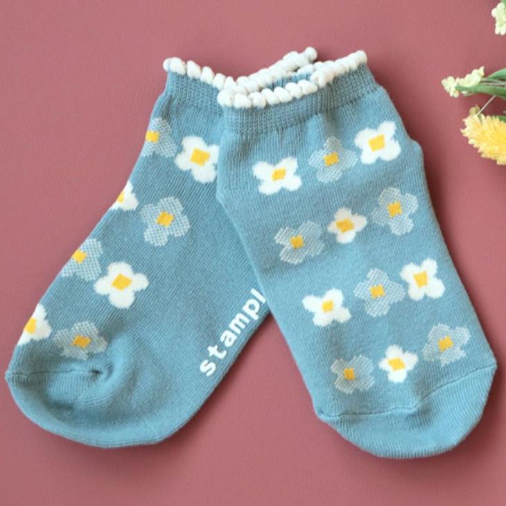 スタンプル キッズ 靴下 3足セット 女の子 13-21cm 子供用 stample フラワーパターン アンクルソックス 3足組 ジュニア ガールズ 花柄 ガーリー /72702 :72702 ...