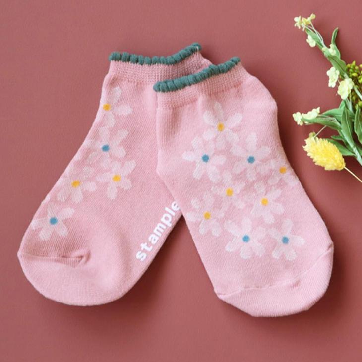 スタンプル キッズ 靴下 3足セット 女の子 13-21cm 子供用 stample フラワーパターン アンクルソックス 3足組 ジュニア ガールズ 花柄 ガーリー /72702 :72702 ...