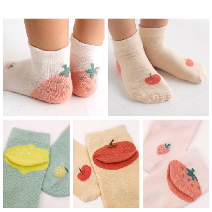 stample スタンプル 3足組 靴下 キッズ 13-18cm フルーツ アンクルソックス 3P 園児サイズ 子ども 男の子 女の子 くつ下 くつした 滑り止め /73160 ...