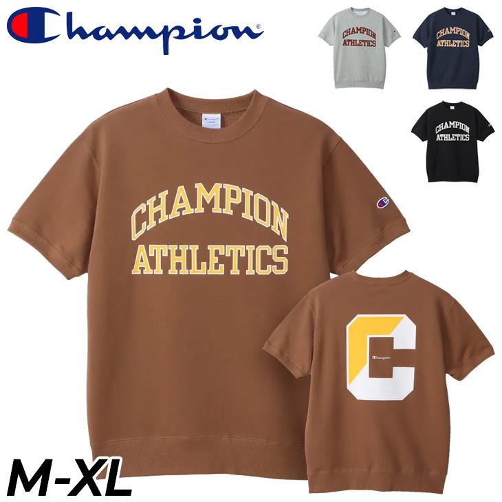 Champion チャンピオン 半袖 スウェットシャツ メンズ クルーネック 裏毛 スエット 半袖トレーナー カジュアルウエア カレッジ風 プルオーバー /C3-B016 : APWORLD ...