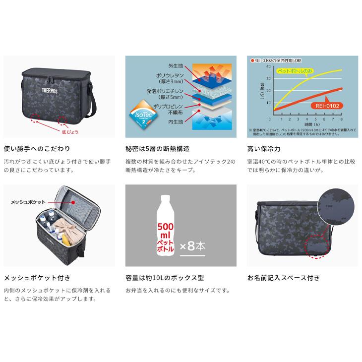 THERMOS サーモス 保冷バッグ 約10L クーラーバッグ ソフトクーラー 黒 カモフラ柄 ボックス型 ブラック お弁当 ランチ オフィス ...