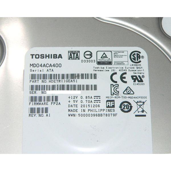 TOSHIBA（東芝） MD04ACA400 SATA 4TB 7200rpm 3.5インチ 中古ハードディスク : アクアライト - 通販 ...