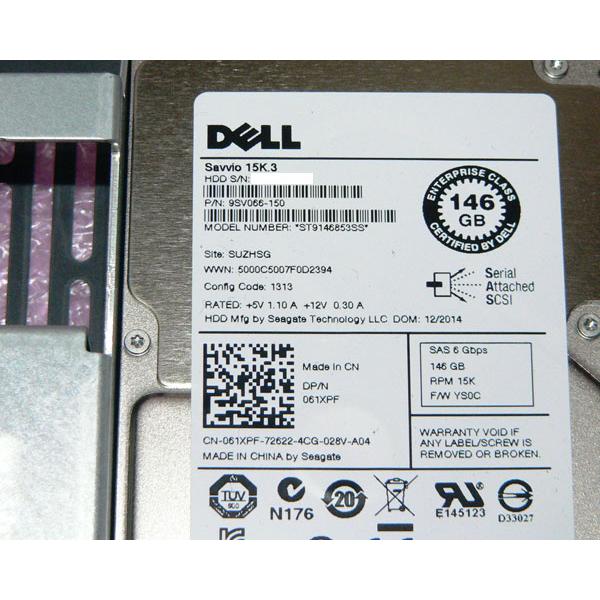 DELL 061XPF (ST9146853SS) SAS 146GB 15K 2.5インチ(キャリア 3.5インチ) 中古ハードディスク PowerEdge T320取外し :16905-1 ...