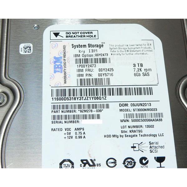 IBM 00Y2425 (00Y5716) SAS 3TB 7200rpm 6Gb 3.5インチ 中古ハードディスク : アクアライト ...