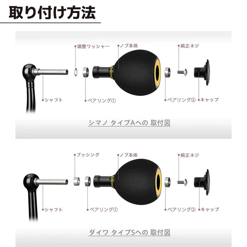 ゴメクサス E38 ハンドルノブ 釣り EA38BKGD ブラック＆ゴールド TypeA/TypeS 直径38mm リールハンドル リールパーツ GOMEXUS : ライフジャケット釣具アクア ...