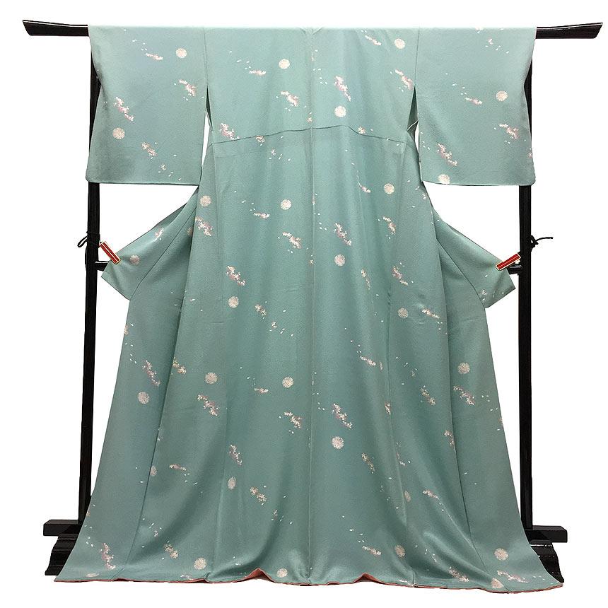 京やC056 正絹 絹100％ 小紋 雪輪 小花 飛び柄小紋 トールサイズ 身丈170cm以上 裄長め 水色 ちりめん ガード加工済み 送料無料 : ブランド&着物館アクアン京や - 通販 ...