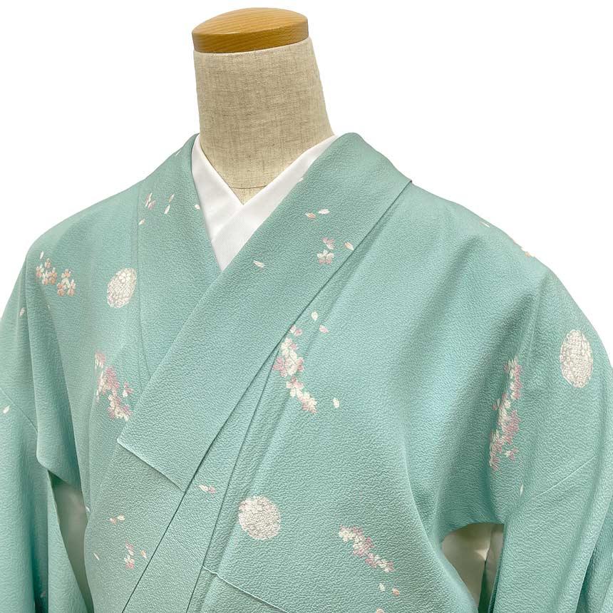 京やC056 正絹 絹100％ 小紋 雪輪 小花 飛び柄小紋 トールサイズ 身丈170cm以上 裄長め 水色 ちりめん ガード加工済み 送料無料 : ブランド&着物館アクアン京や - 通販 ...