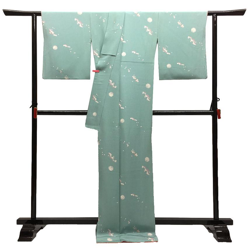 京やC056 正絹 絹100％ 小紋 雪輪 小花 飛び柄小紋 トールサイズ 身丈170cm以上 裄長め 水色 ちりめん ガード加工済み 送料無料 : ブランド&着物館アクアン京や - 通販 ...