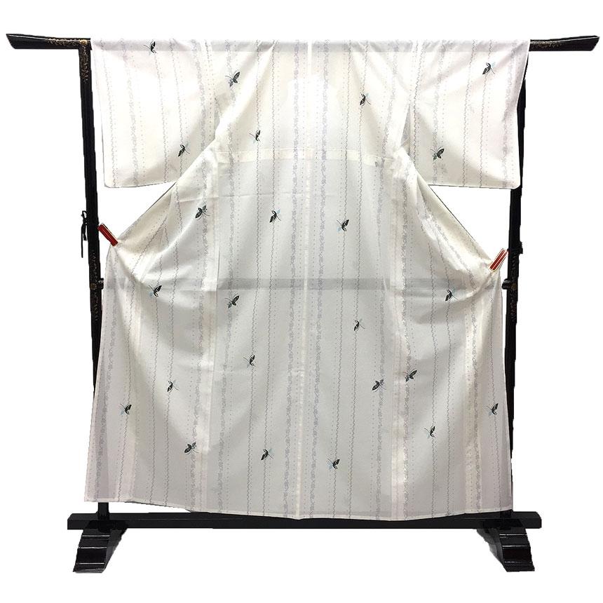 京やI513 盛夏の着物 絽のきもの 洗える着物 洗える夏の小紋 絽 洗える夏の絽 飛び柄小紋 蝶 三本絽 白 手縫い 日本製 : ブランド&着物館アクアン京や - 通販 - Yahoo!ショッピング