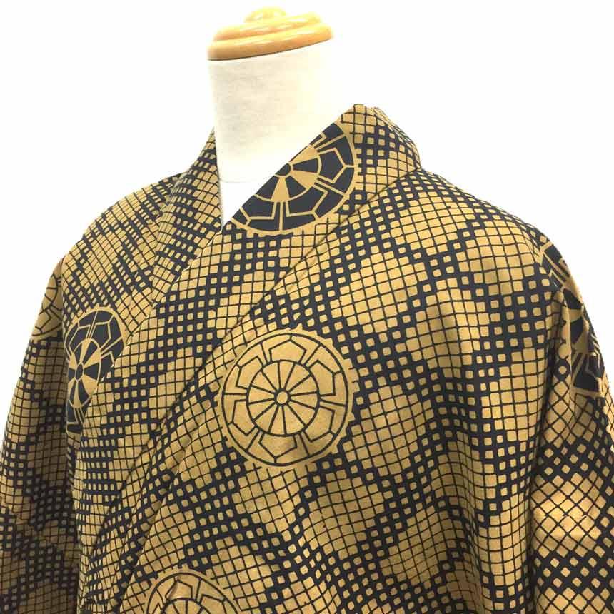 京やT082 男物 浴衣 綿のゆかた メンズ本格浴衣 手縫いの浴衣 本物志向の男性へ 仕立て上がり 身長170〜176cmくらいの方に 木綿 源氏車文様 : ブランド&着物館アクアン京や ...