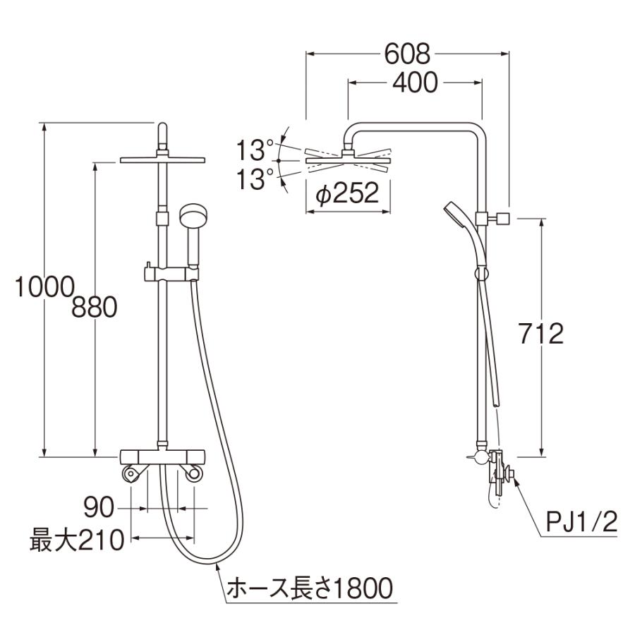 SK18C-1S1-13 三栄水栓 SANEI サーモシャワー混合栓 : sk18c-1s1-13 : アクアshop - 通販 - Yahoo!ショッピング
