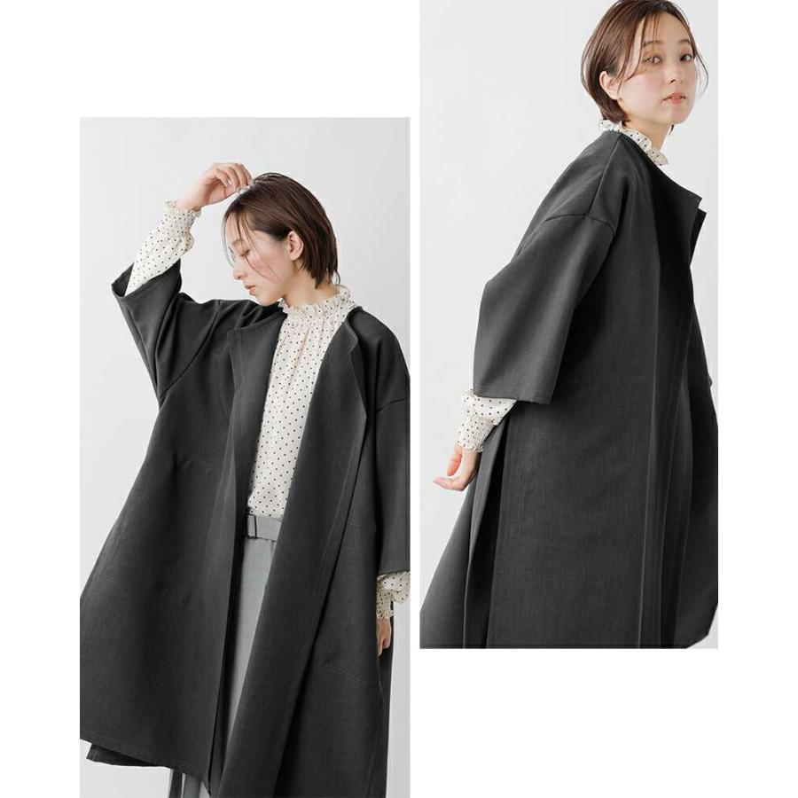 mizuiroind ミズイロインド mizuiro ind ダブルクロスウェザー ノーカラー ハーフスリーブ コート 1-270025 レディース 2025ss新作 : aranciato ...