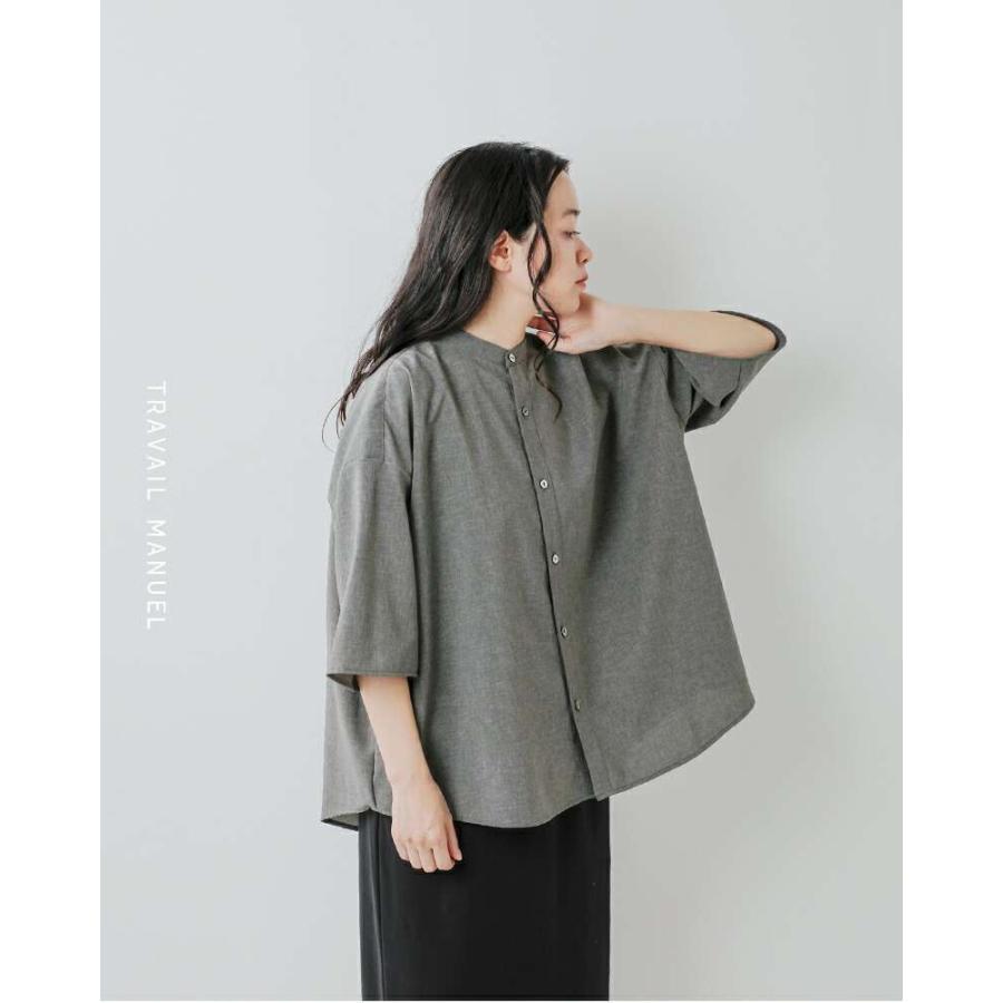 TRAVAIL MANUEL トラバイユマニュアル ハイツイスト Pストレッチ バンドカラー シャツ 3006 レディース : aranciato ヤフー店 - 通販 - Yahoo!ショッピング