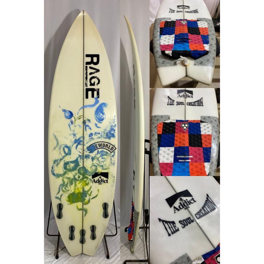 【中古】RAGE SURF BOARD（レイジサーフボード）ADDICT BLACK モデル ショートボード [CLEAR] 5'7 ...