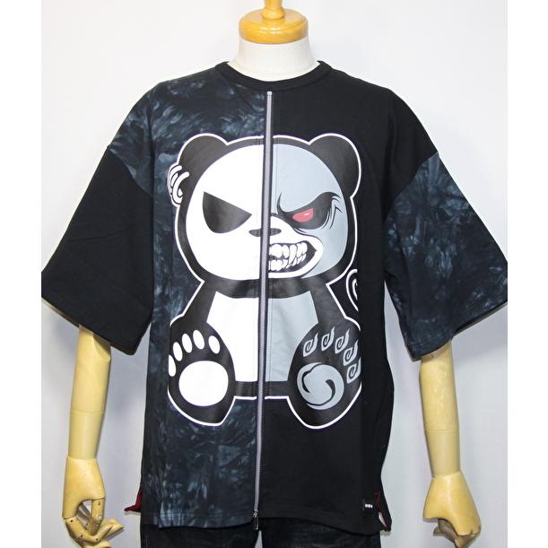 PANDIESTA JAPAN パンディエスタジャパン B/W- PDJ.RELAX 熊猫 パンダ アシンメトリック ツートン BIG半袖Tシャツ 523864【ブラック】(2848）新品 ...