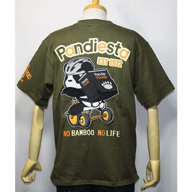 PANDIESTA JAPAN パンディエスタ ジャパン PDJ 熊猫 パンダフーズ 配達 Delivery パンダ 刺繍 半袖Tシャツ ...