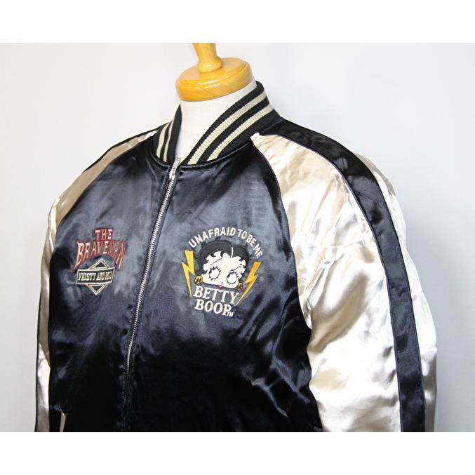 BETTY BOOP The BRAVE-MAN×BETTY ベティブープ リバーシブル スカジャン×MA-1 ミリタリージャケット BBB2235【ブラック×レッド】(2776) 新品 送料 ...