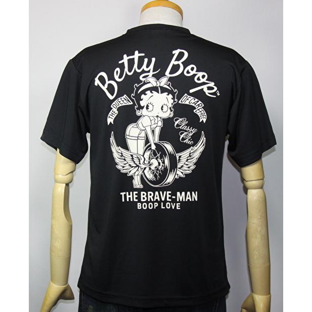 BETTY BOOP The BRAVE-MAN×BETTY コラボ フライングホイール ベティ プリント 半袖Tシャツ BBB2439【ブラック】(3124) 新品 送料無料 ...