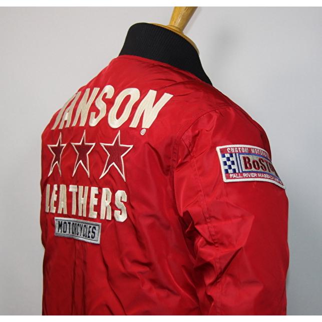 VANSON VANSON・バンソン モーターサイクル トリプルスター刺繍 中綿 オープンボトム MA-1 フライトジャケット NVJK-2308【レッド】(3052)新品/送料無料 ...