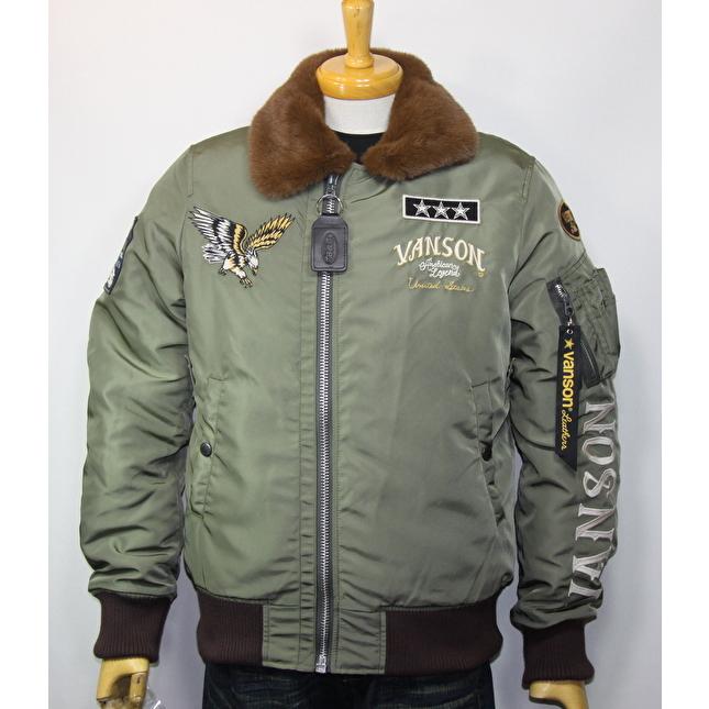 VANSON VANSON・バンソン モーターサイクル バイカー B-15B イーグル刺繍 フライトジャケット NVJK-2404【SAGE GREEN】(3193)新品/送料無料 ...