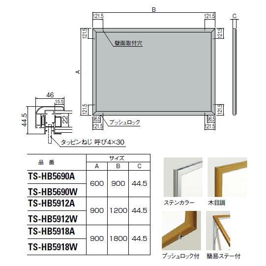 カバー付アルミ掲示板(屋外／内兼用)ステンカラー 900×1800 ※受注生産品 ※メーカー直送品 ナスタ KS-TS-HB5918A ...