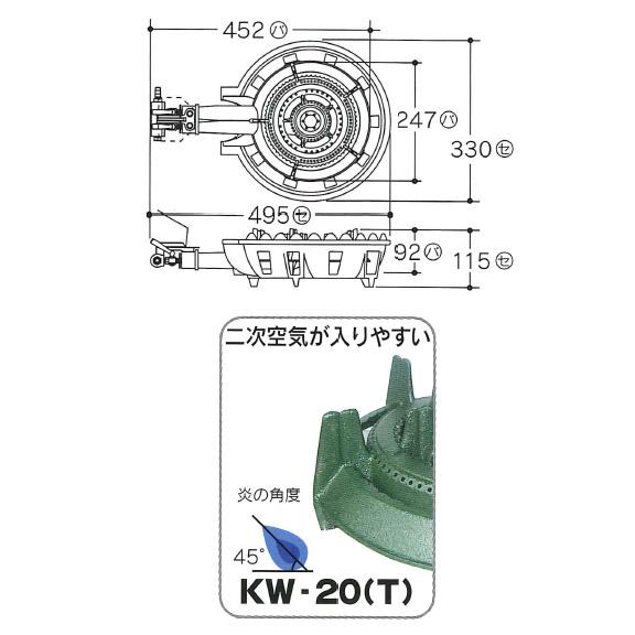 鋳物コンロ 羽根付2連コンロ(種火付)LPガス※メーカー直送品 伊藤産業 KW-20T : 大工道具・金物の専門通販アルデ - 通販 - Yahoo!ショッピング