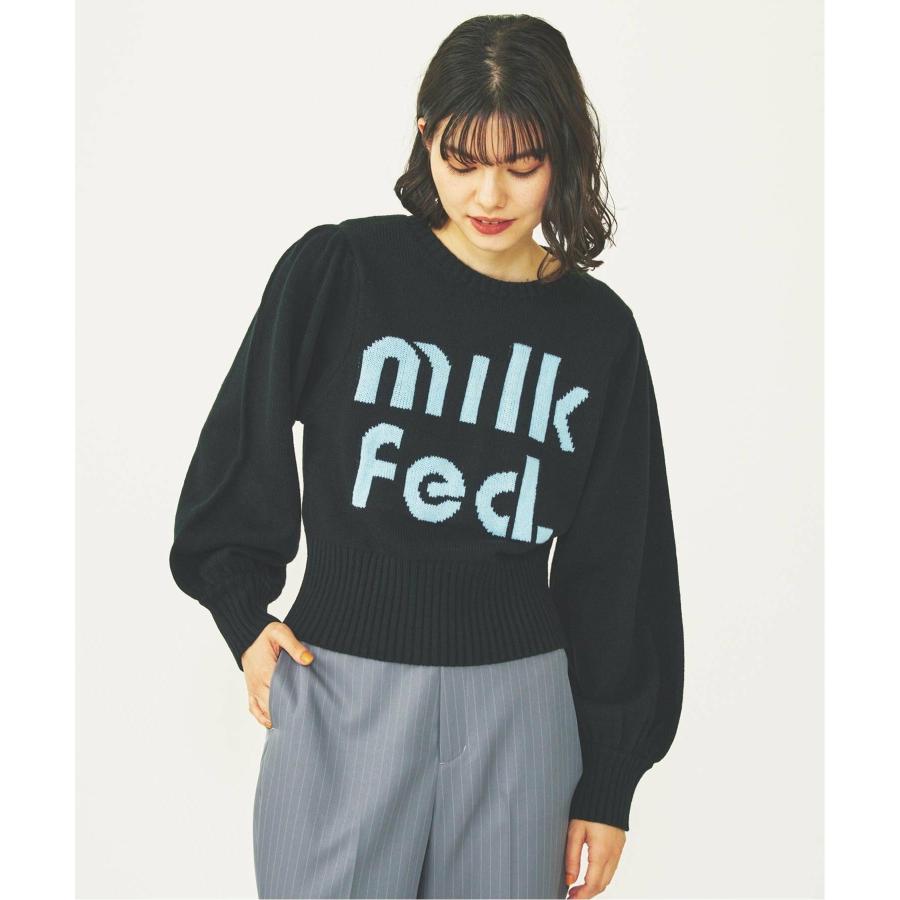 MILKFED. セーター ニット ミルクフェド MILKFED LOGO KNIT TOP レディース 黒 ブラック 秋 冬 : ARIEL MILKFED. - 通販 - Yahoo!ショッピング