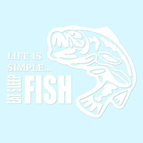 Life Is Simple Eat Sleep Fish-Vinyl Decal Sticker -16.75"x 12"-白 ...