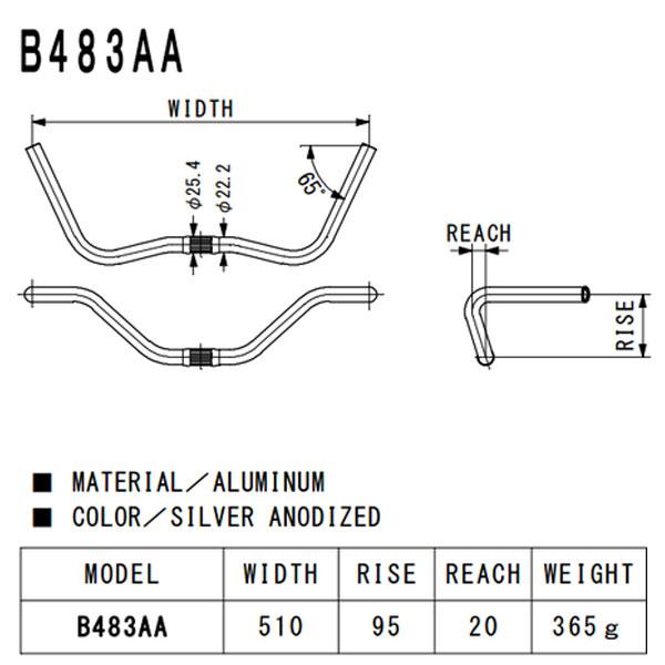 NITTO 日東 B483 AA ハンドルバー 510mm 25.4 シルバー 自転車 送料無料 一部地域は除く : アリスサイクル Yahoo!店 - 通販 - Yahoo!ショッピング