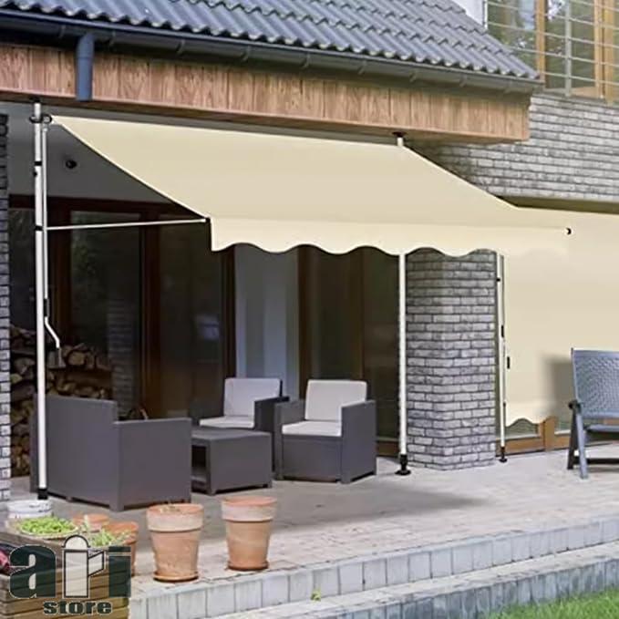 オーニングテント つっぱり日よけ 2m/2.5m/3m/3.5m/4m スクリーン式 突っ張り式 巻き取り式 つっぱり式 自立式サンシェード 角度、高さの調節が可能 サンシェー : 有富ストア ...