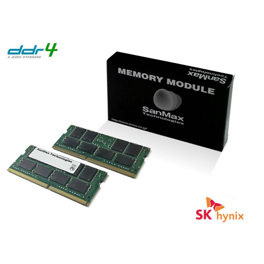 SanMax SMD4-S64G88H-26V-D ノート用 DDR4-2666 64GB(32GBx2枚組) デュアルセット 260pin ...
