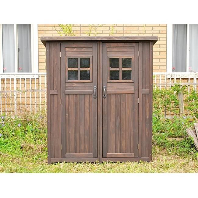 木製 屋外収納庫 カントリー 物置 大 DNS-0177 ライトブラウン ダークブラウン : ラウムリンド - 通販 - Yahoo!ショッピング
