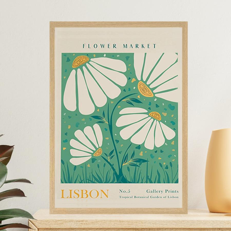 サラデママ グリーン フラワー アート ポスター A4サイズ 20×30cm リスボン ポスターのみ フレームなし : ラウムリンド - 通販 - Yahoo!ショッピング