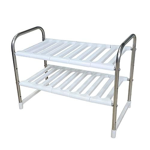 KKC シンク下 収納 スペース ラック 2段 ストッカー付伸縮タイプ 幅38*65*奥行26*高さ40cm ホワイト : wss-45kjkgahemng : AROUNDSTORE ...